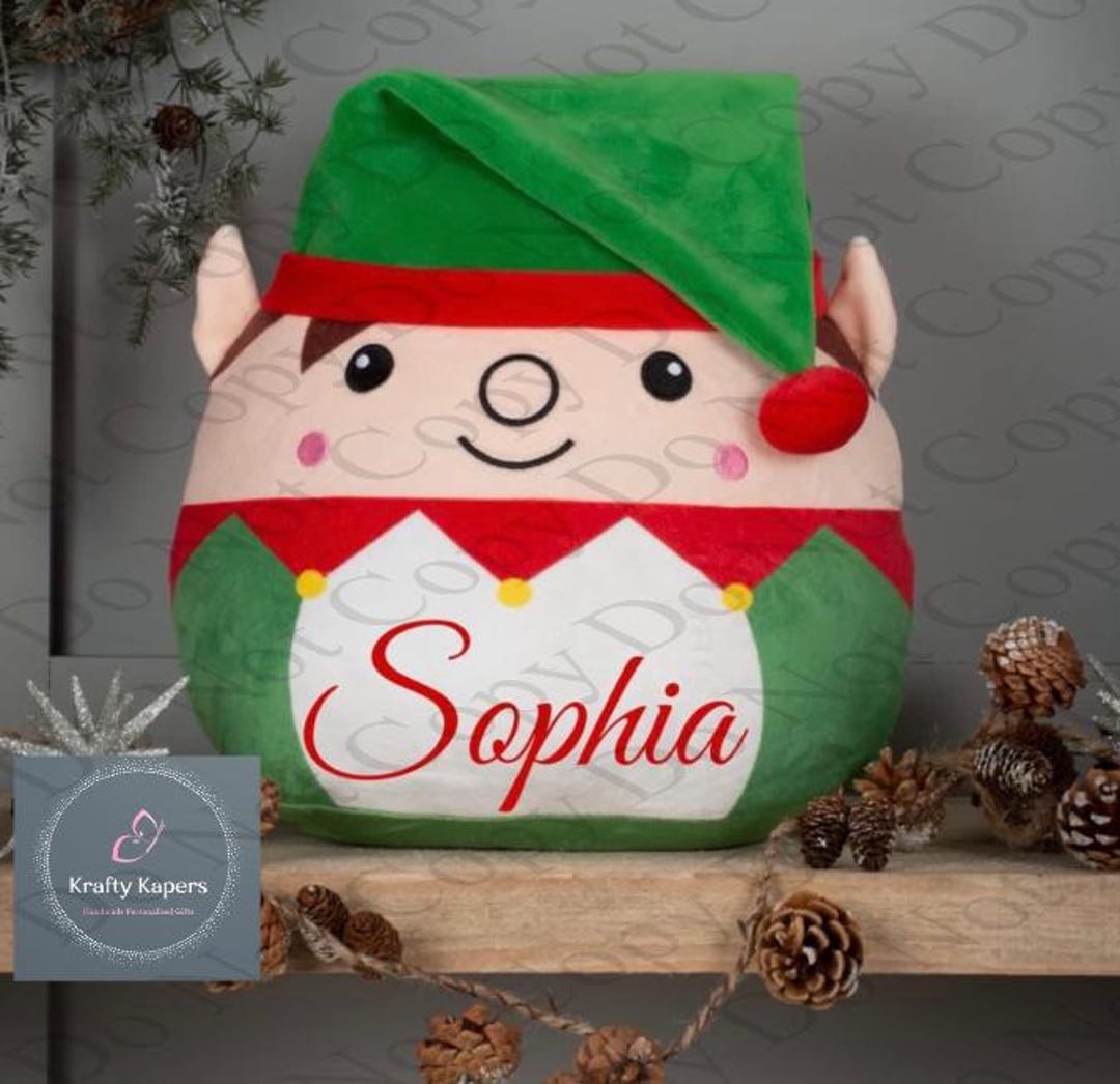 Personalised Christmas Elf Soft Plush Cushion Soft Toy Christmas Eve Gift Kids Custom Cushion ...