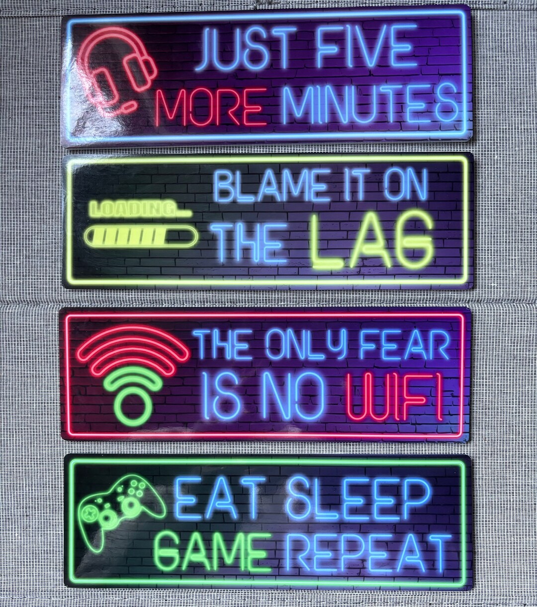 Handmade Gaming Room Signs Neon Effect Room Signs Boys Gaming Room ...