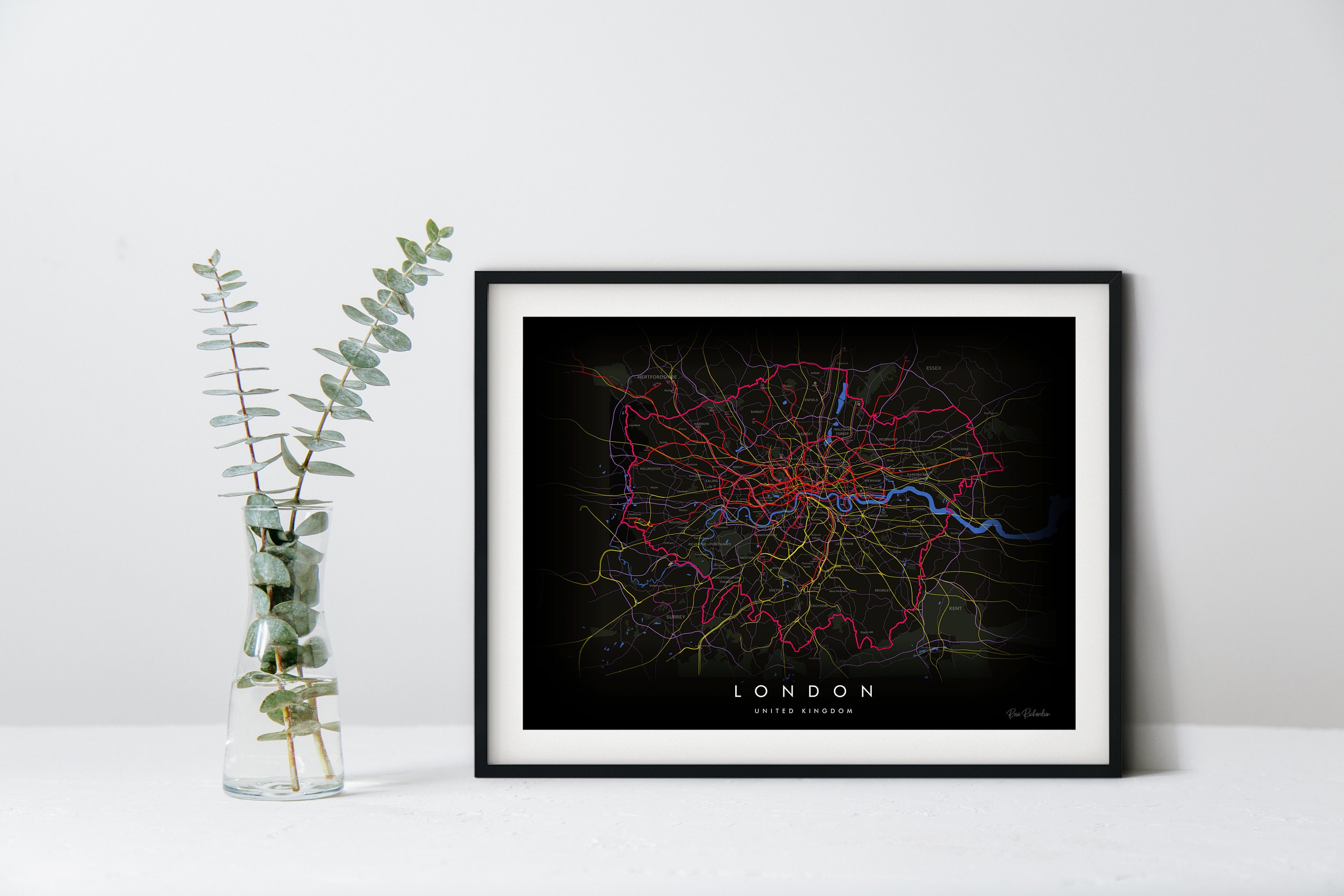 London London Underground Map Showing Transport Routes. Striking and ...