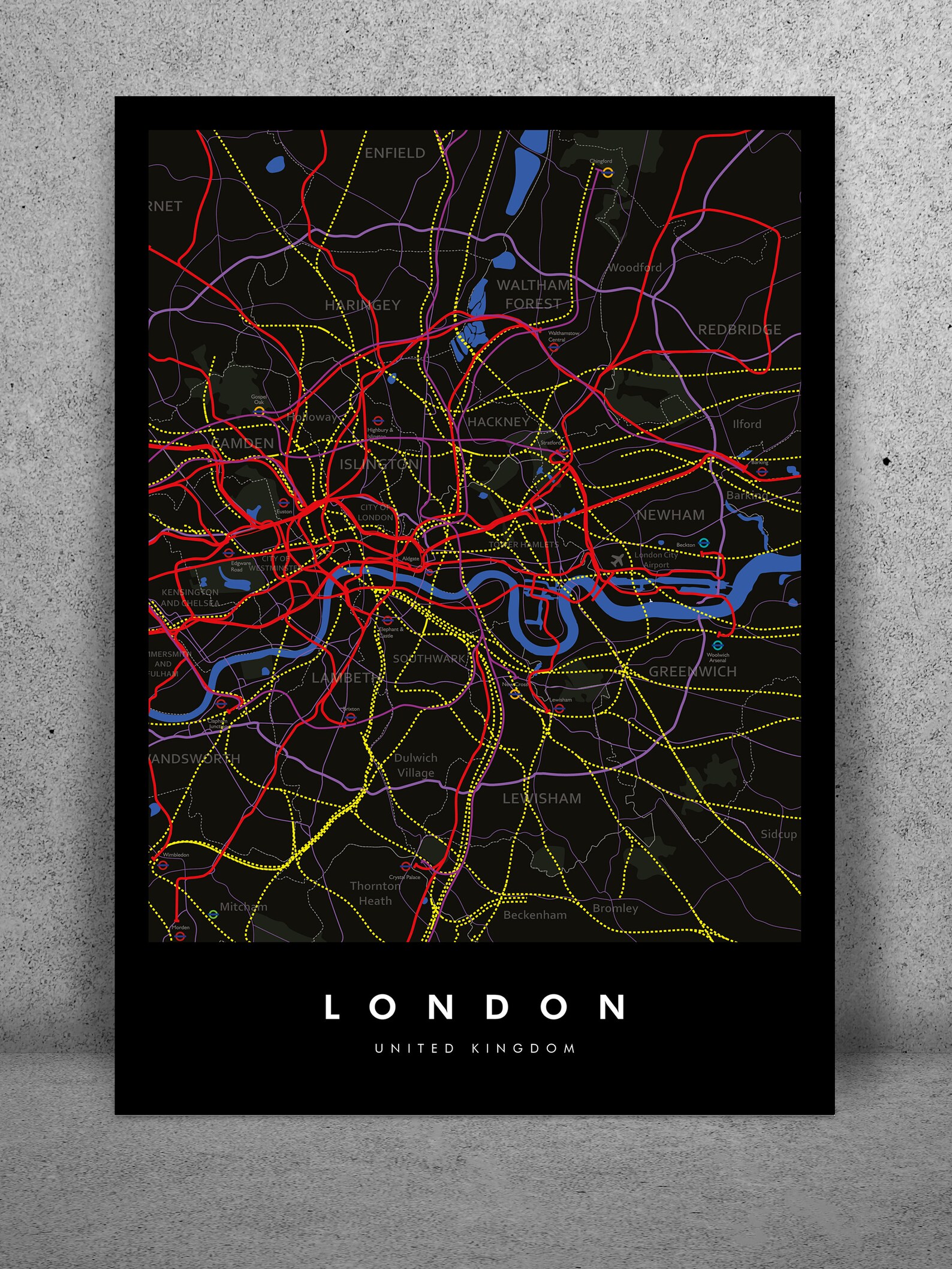 London Tube Map Showing Transport Routes Throughout the City. Striking ...