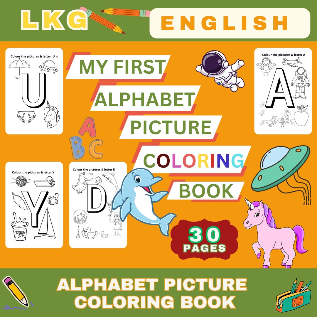 My First Alphabet Picture Coloring Book With 30 Pages - Etsy