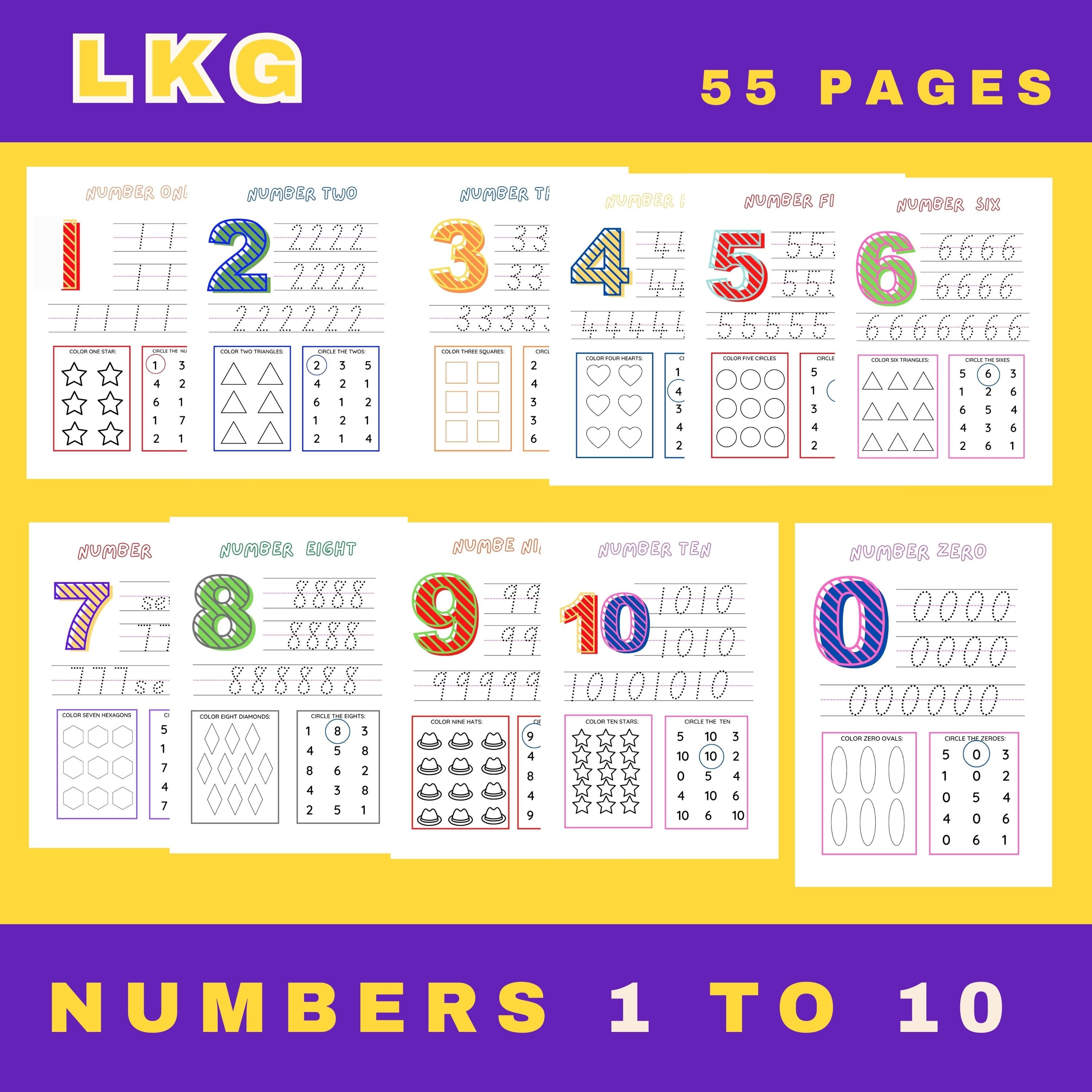 Numbers 1-10 Worksheet 55 Printable Worksheets Pages - Etsy