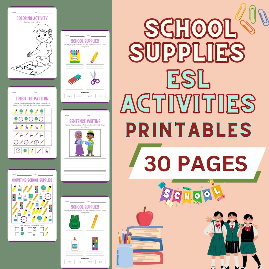 School Supplies ESL Activities I Students Activities - Etsy