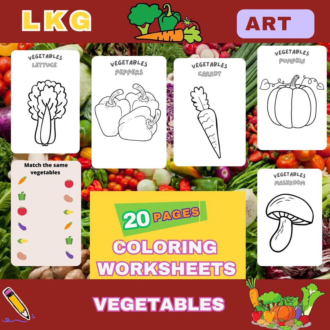 Vegetables Coloring Worksheets I Vegetable Color Printable - Etsy