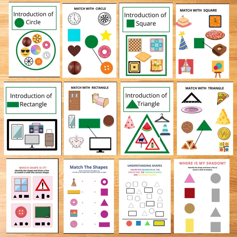 12 Printable Basic Shape Practice Worksheets - Etsy