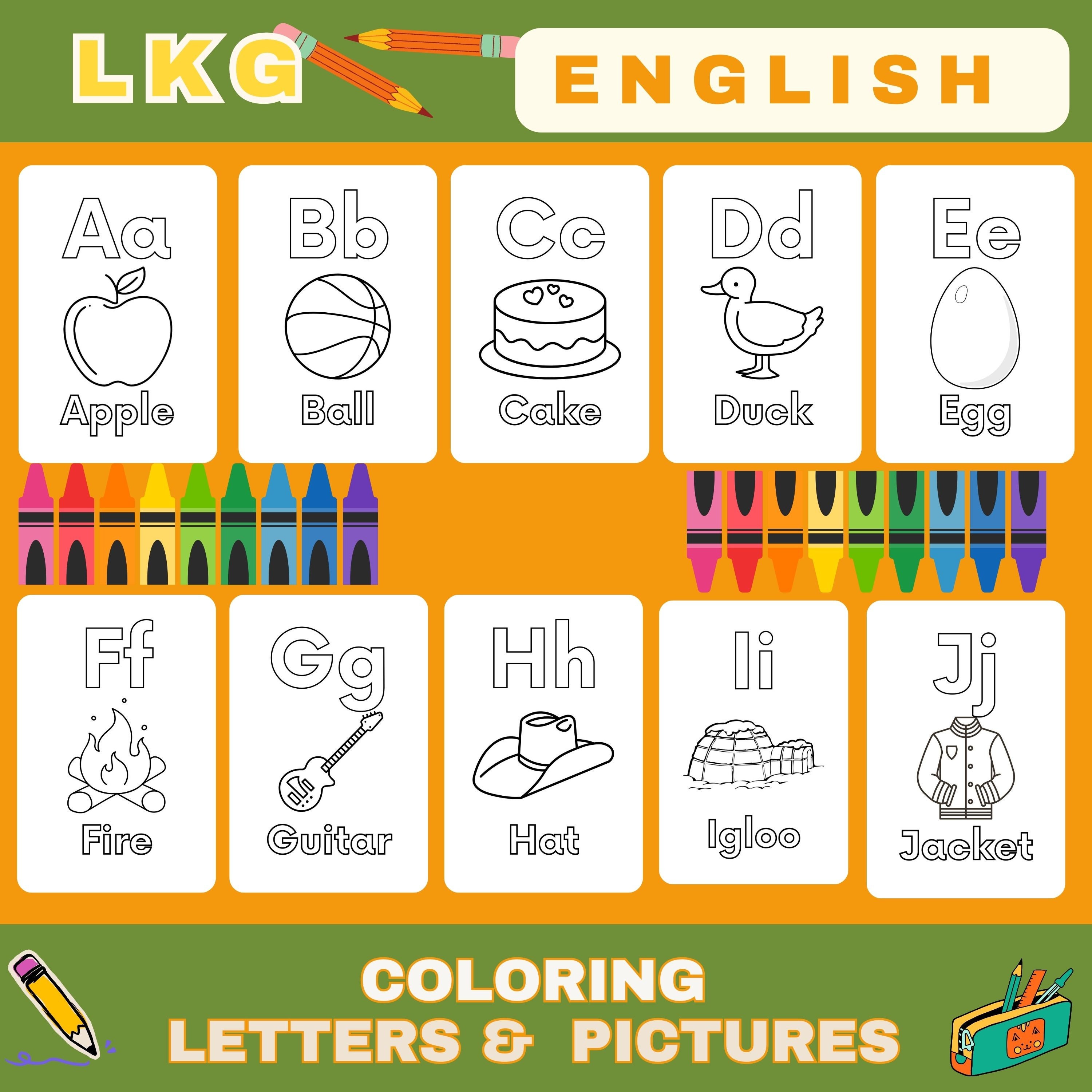 Alphabet Picture Coloring Worksheets I Preschoolers I Picture - Etsy