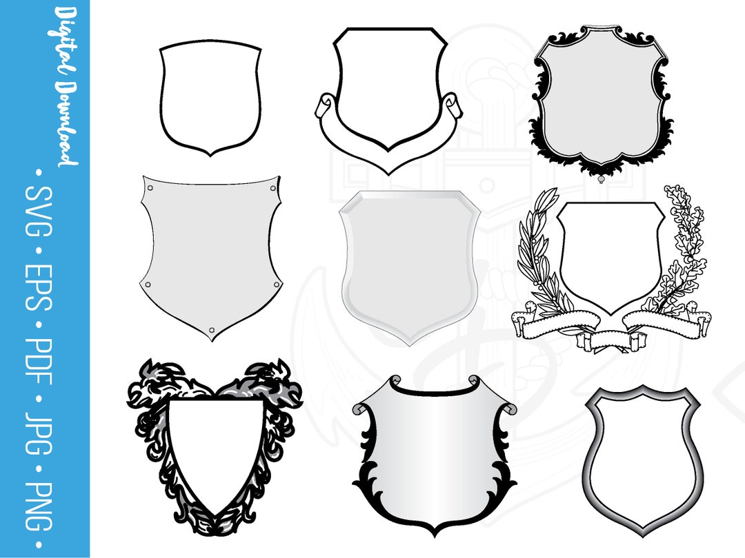 Heraldische schildvectorontwerpen: Royal Crest-clipartset (digitale ...