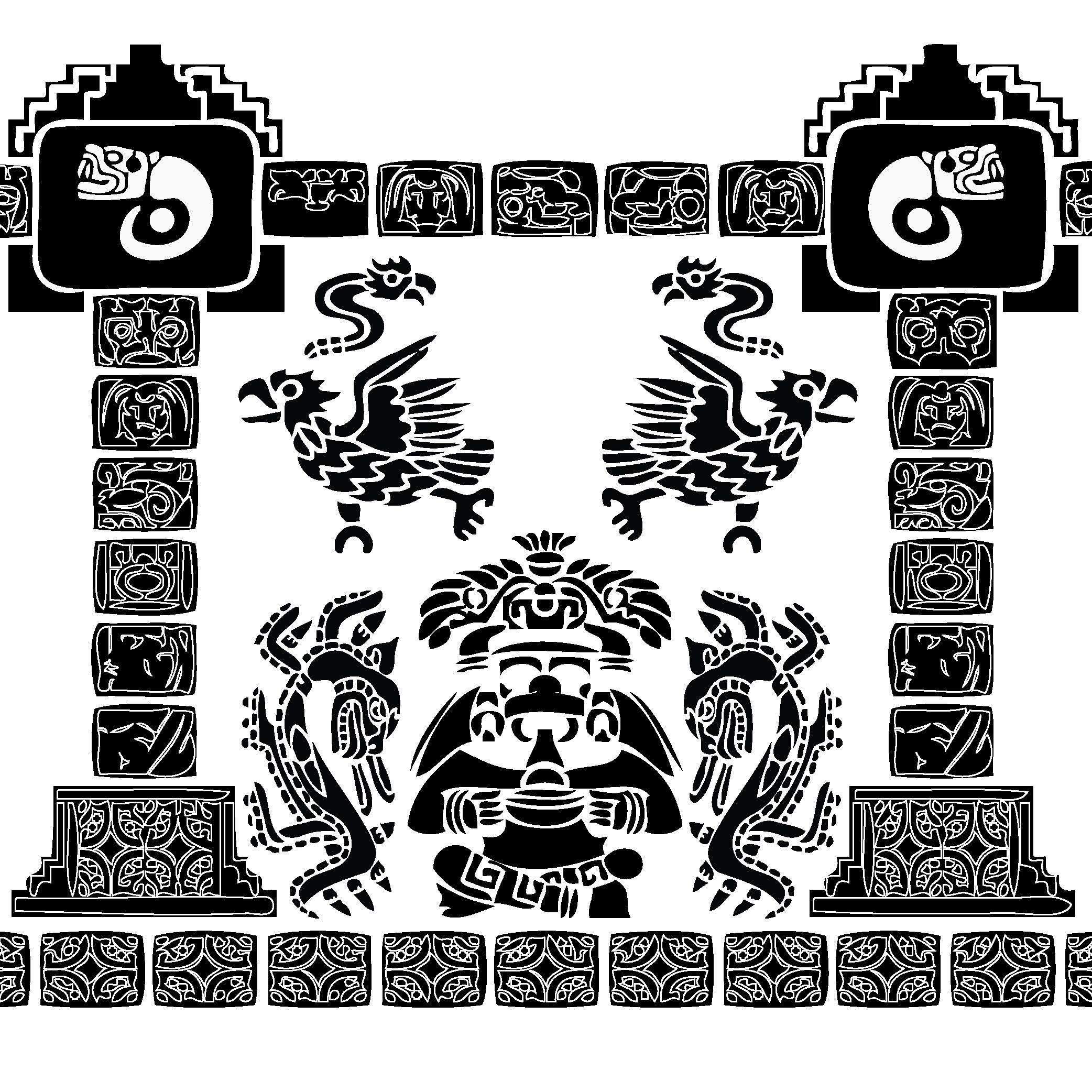 Aztec Design Collection Ancient Inca American Tribal Icon Mayan Totems ...