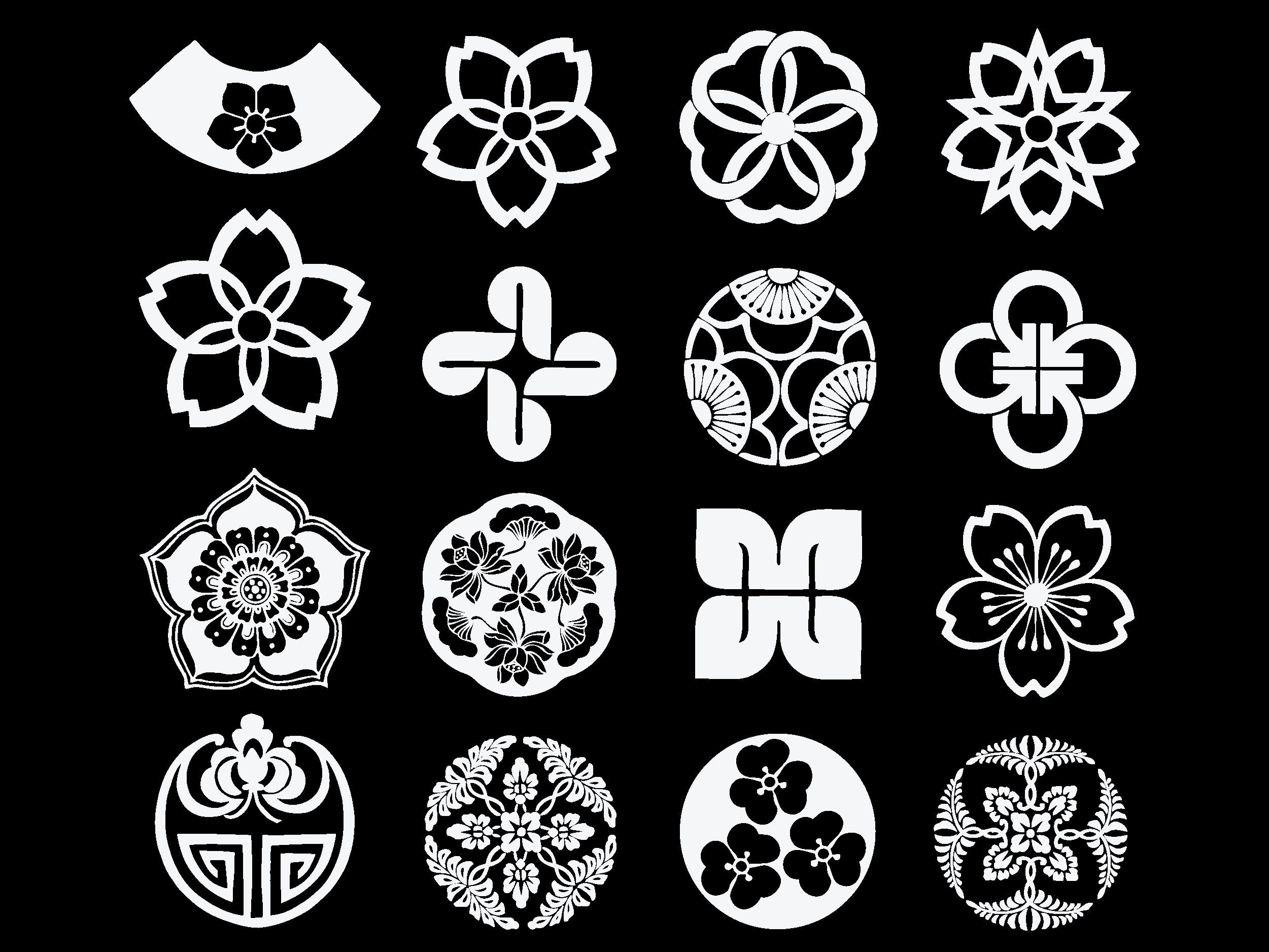 Japanese Flower Symbol Design Collection traditional asian - Etsy 日本