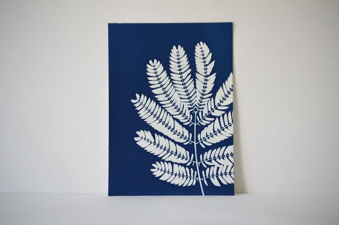 Cyanotype Albizia Leaf Poster A5 Cyanotype Printing Botanical Poster ...