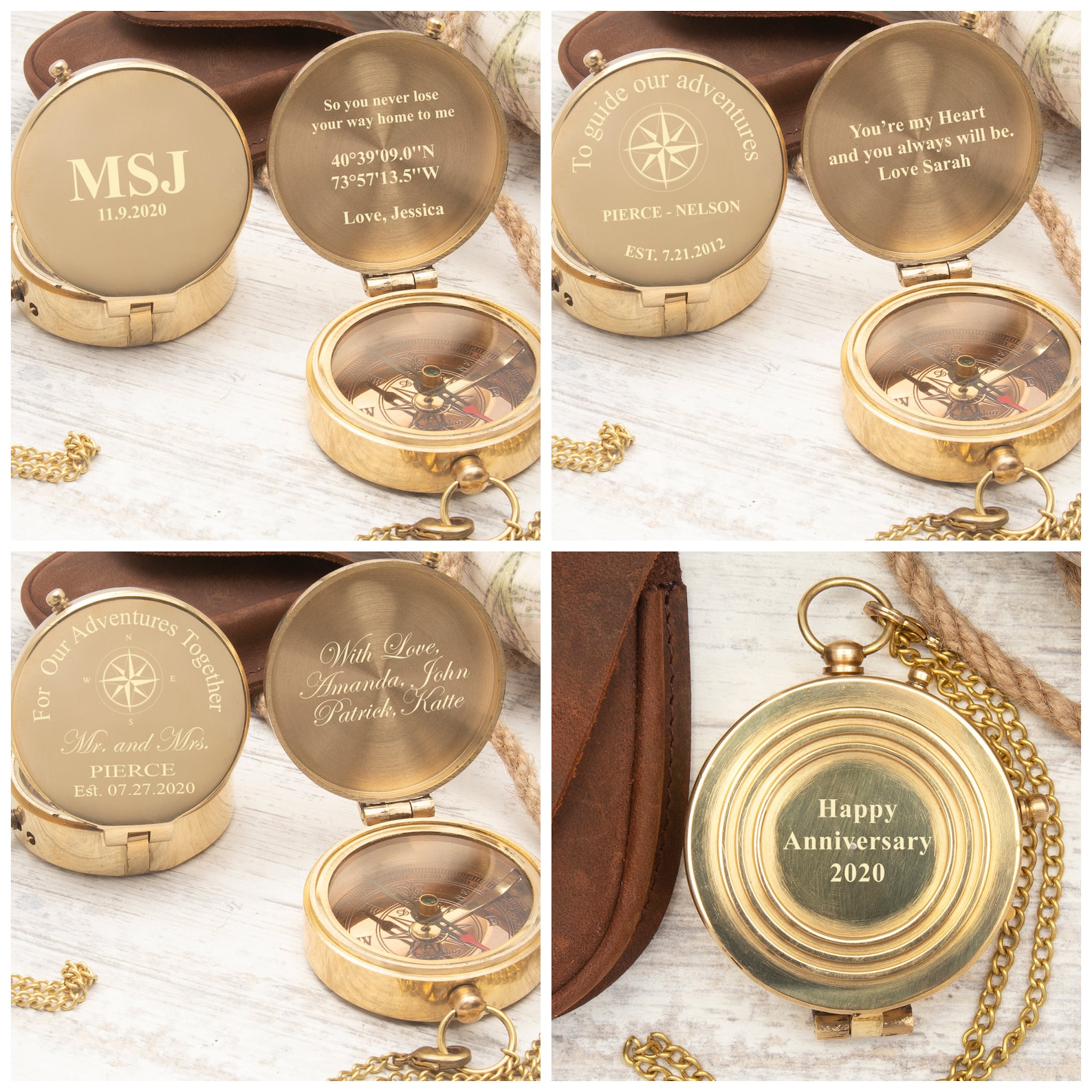 Engraved Nautical Compass Gift for Couple Anniversary Gift | Etsy