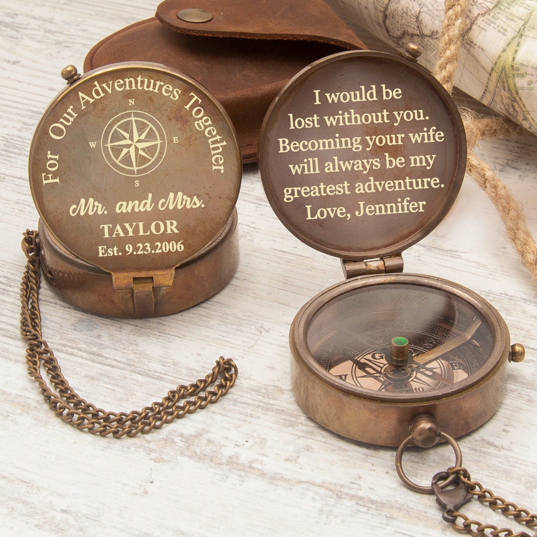 Personalized Photo Gifts for Anniversary, Engraved Compass, Couple ...