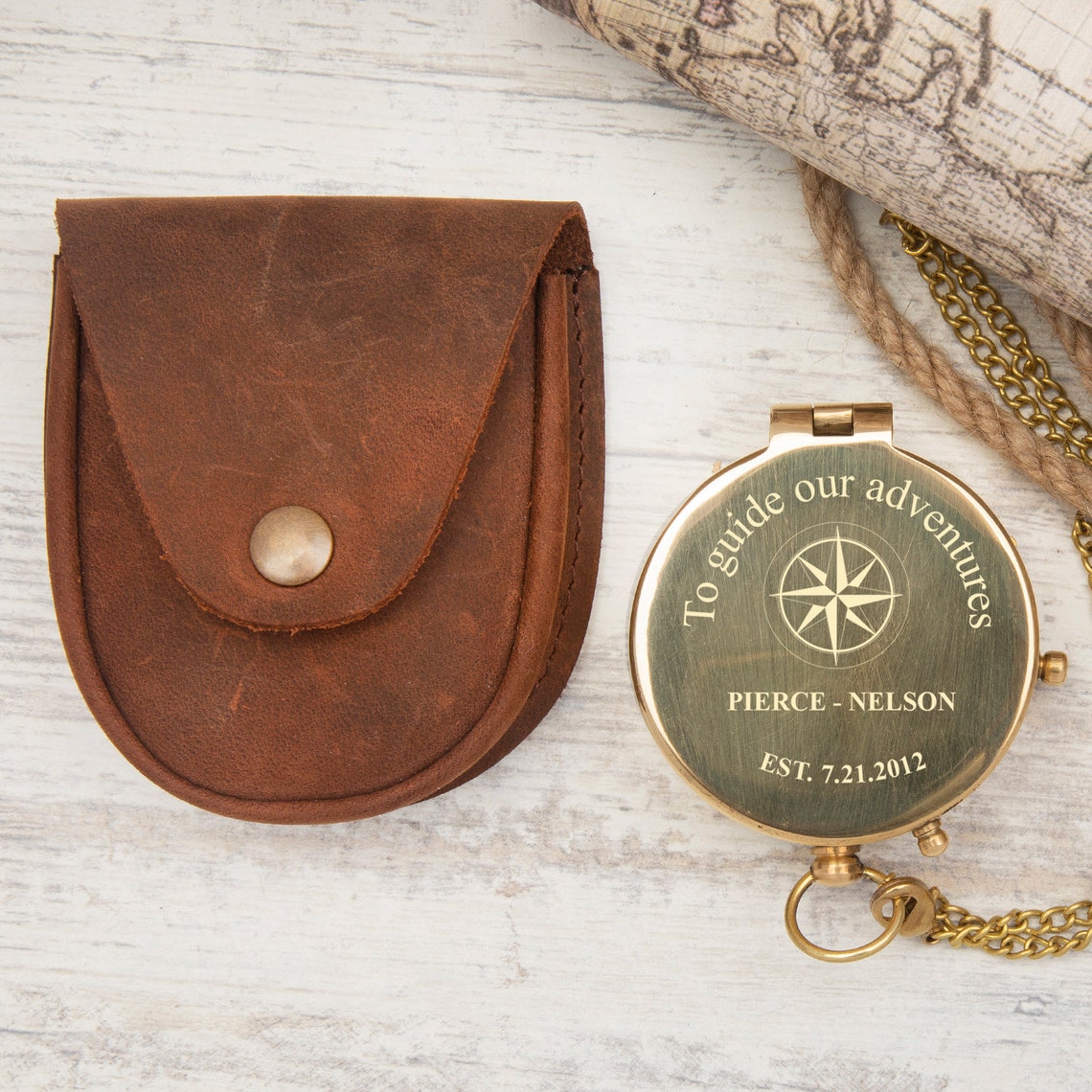 Engraved Nautical Compass Gift for Couple Anniversary gift | Etsy