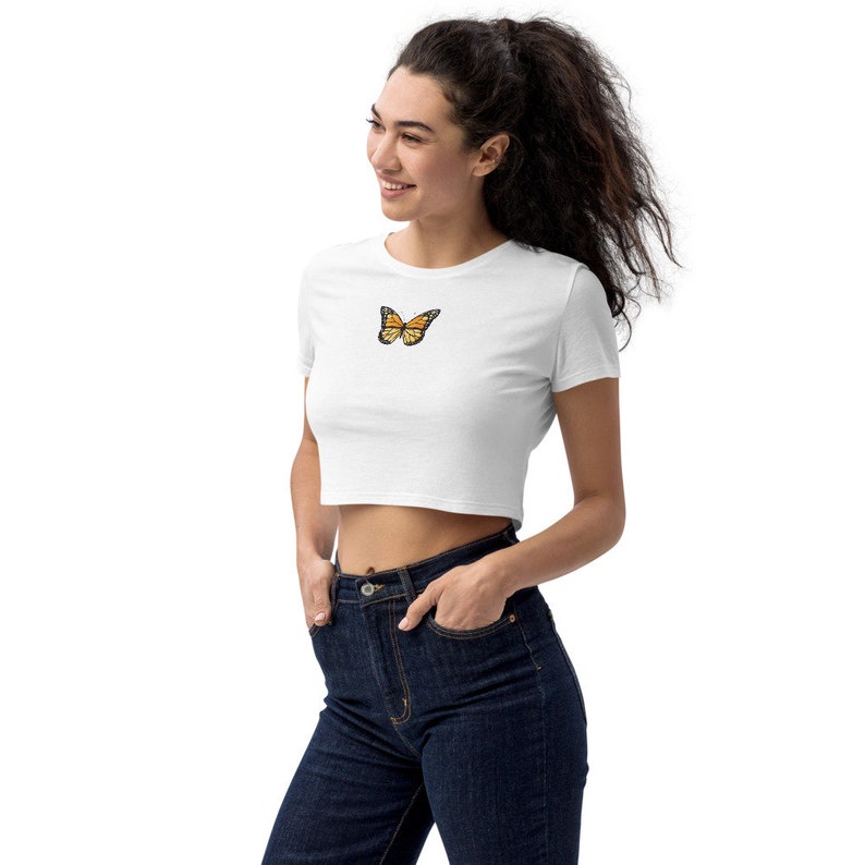 Monarch Butterfly Top White Crop Top Nature Natural Beauty - Etsy