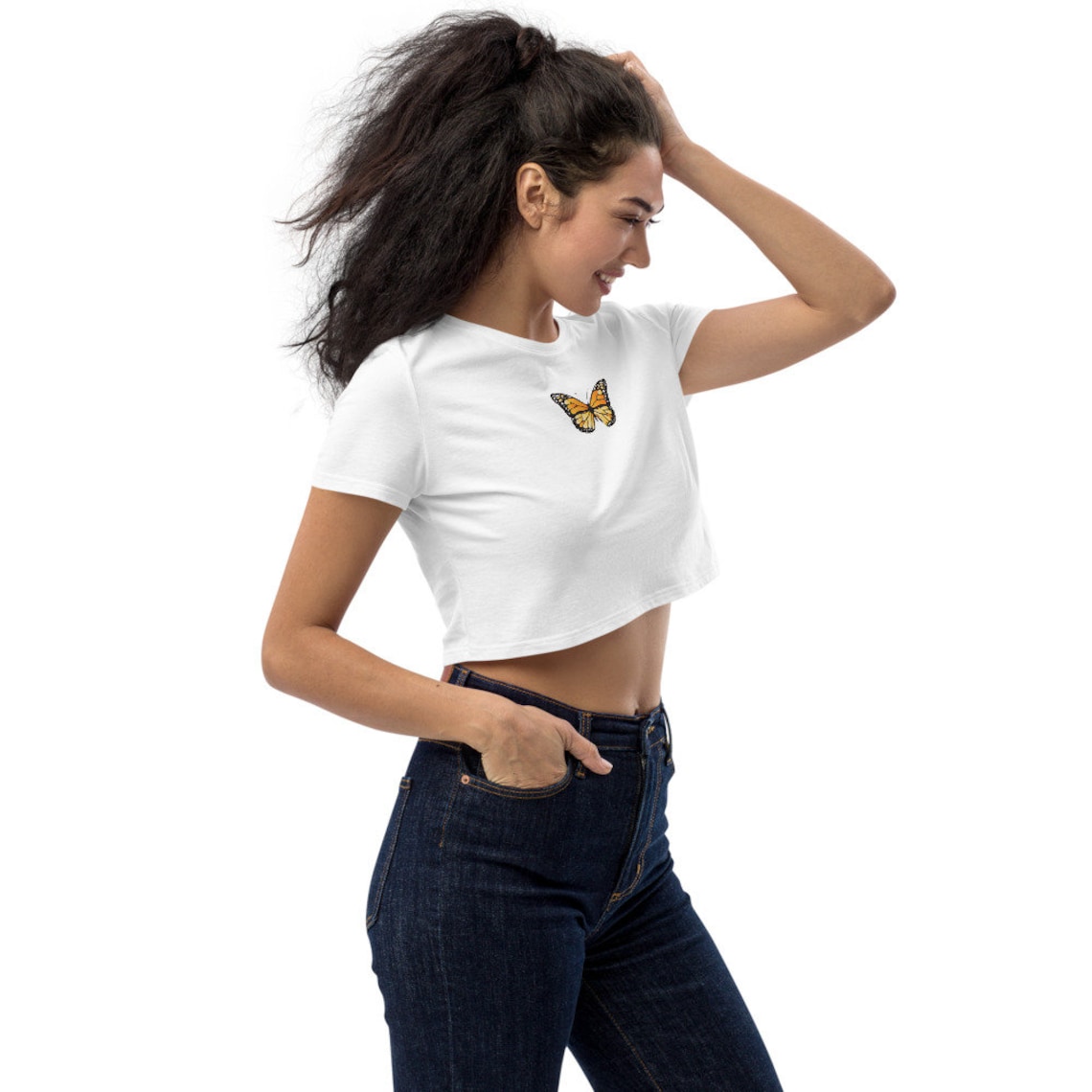 Monarch Butterfly Top White Crop Top Nature Natural Beauty - Etsy