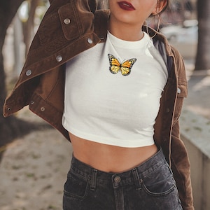 Monarch Butterfly Top White Crop Top Nature Natural Beauty - Etsy
