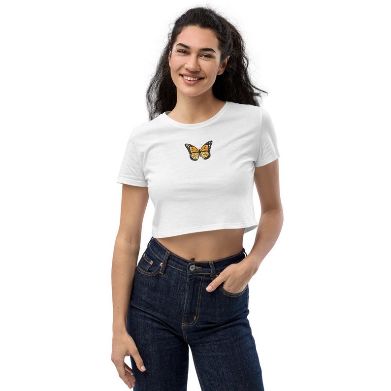 Monarch Butterfly Top White Crop Top Nature Natural Beauty - Etsy