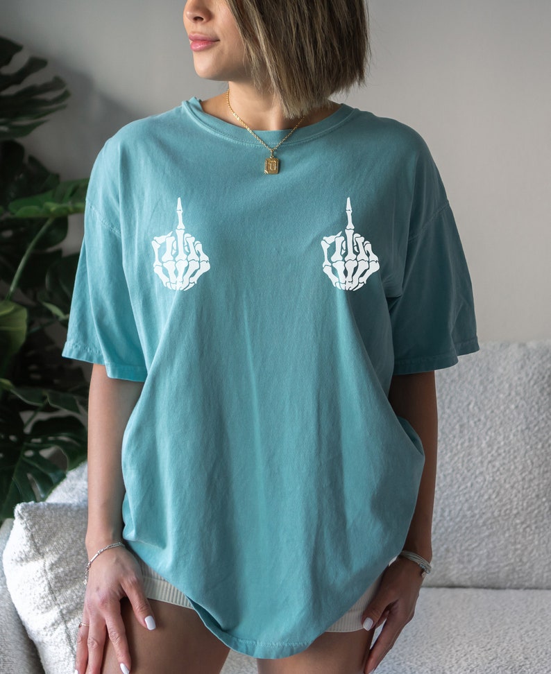 Skeleton Middle Finger Boobs Comfort Colors Shirt Pastel Halloween ...