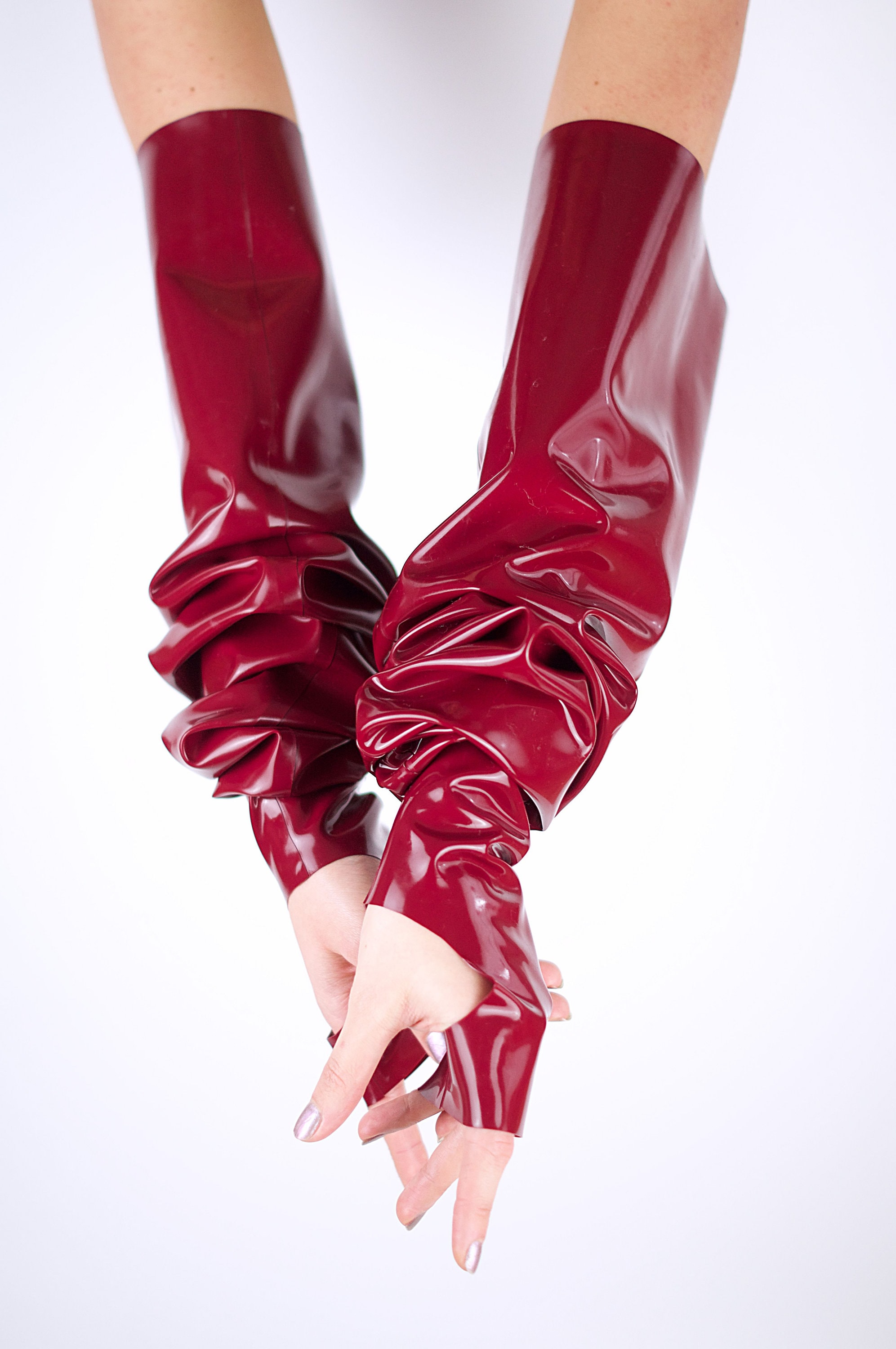 I Feel Glove - Latex Fingerless Rouched Opera Gloves - Etsy