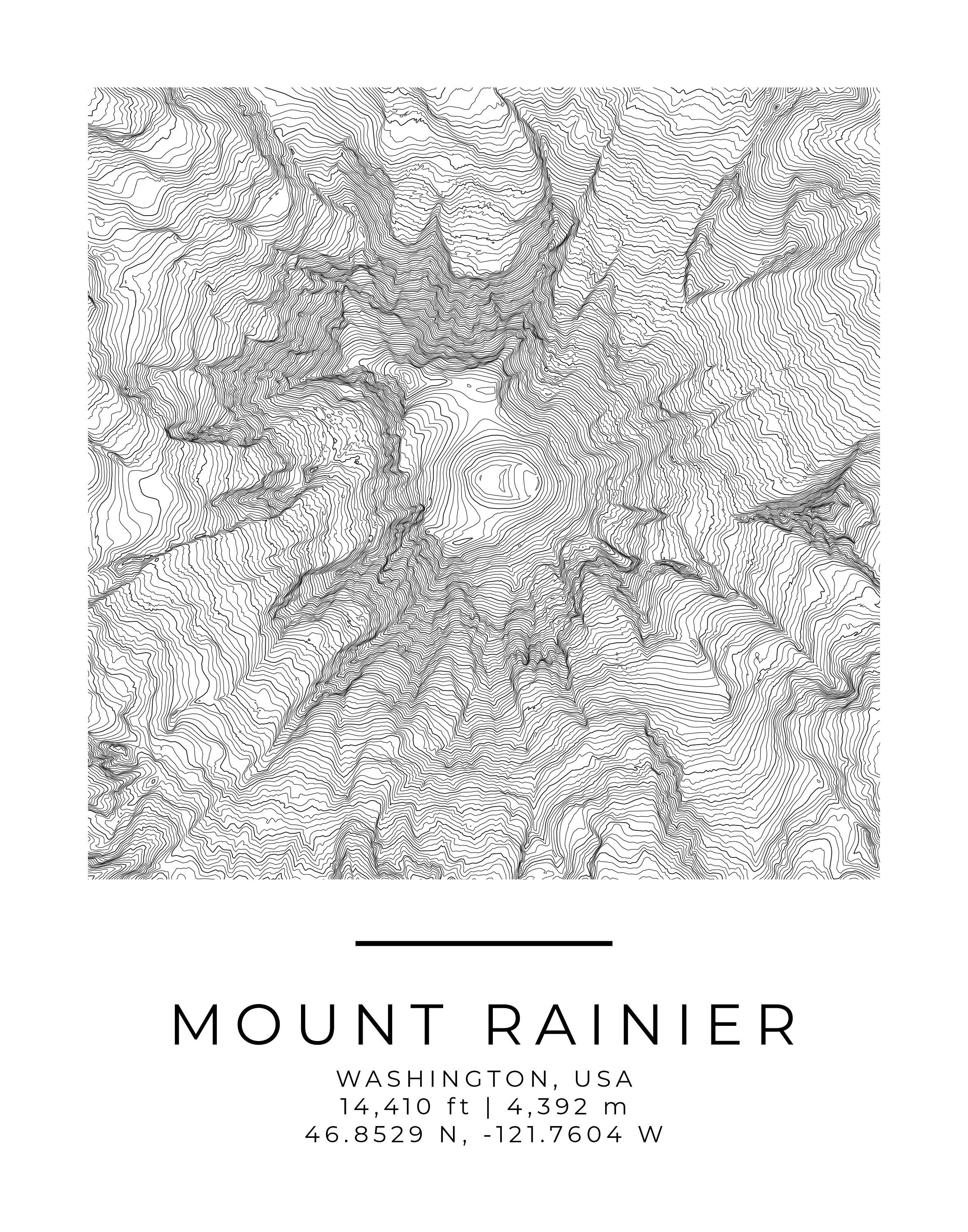 Mount Rainier Topographic Map Poster Instant Download Mount Rainier ...