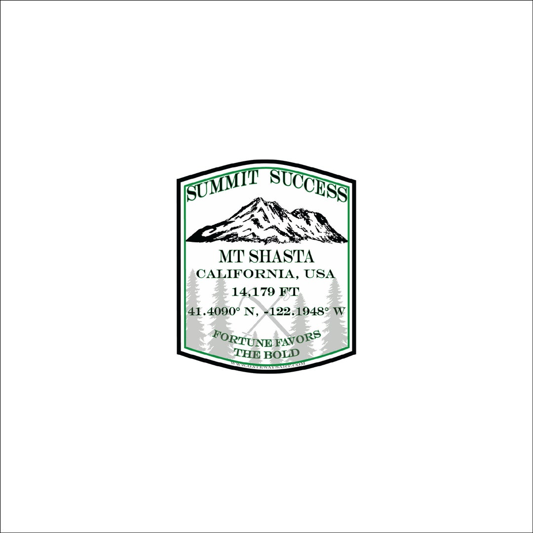 Mount Shasta Summit Sticker | Waterproof Vinyl Car Decal - Etsy