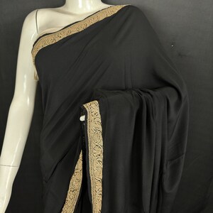 Pure Crepe Kashmiri Hand Tilla Work Saree in Black Color, M299 - Etsy