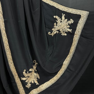 Pure Crepe Kashmiri Hand Tilla Work Saree in Black Color, M299 - Etsy