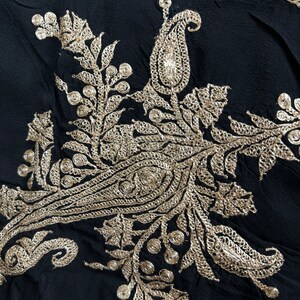 Pure Crepe Kashmiri Hand Tilla Work Saree in Black Color, M299 - Etsy