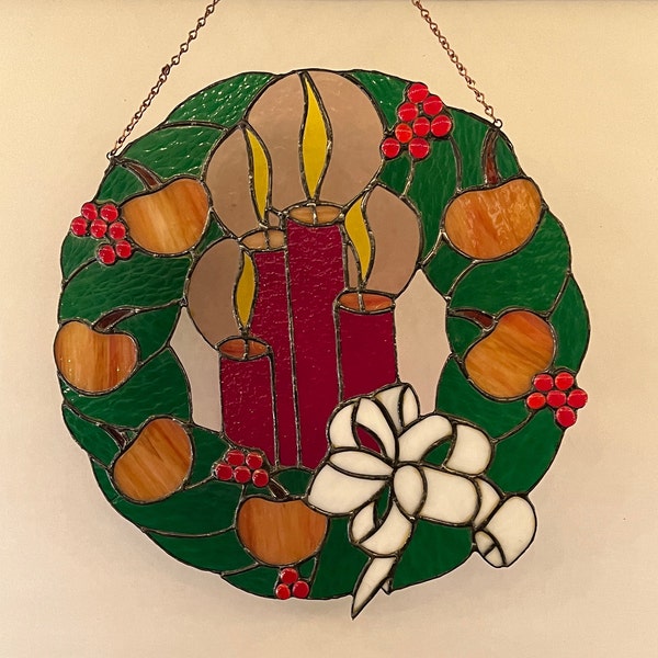 Christmas Stained Glass Wreath - Etsy