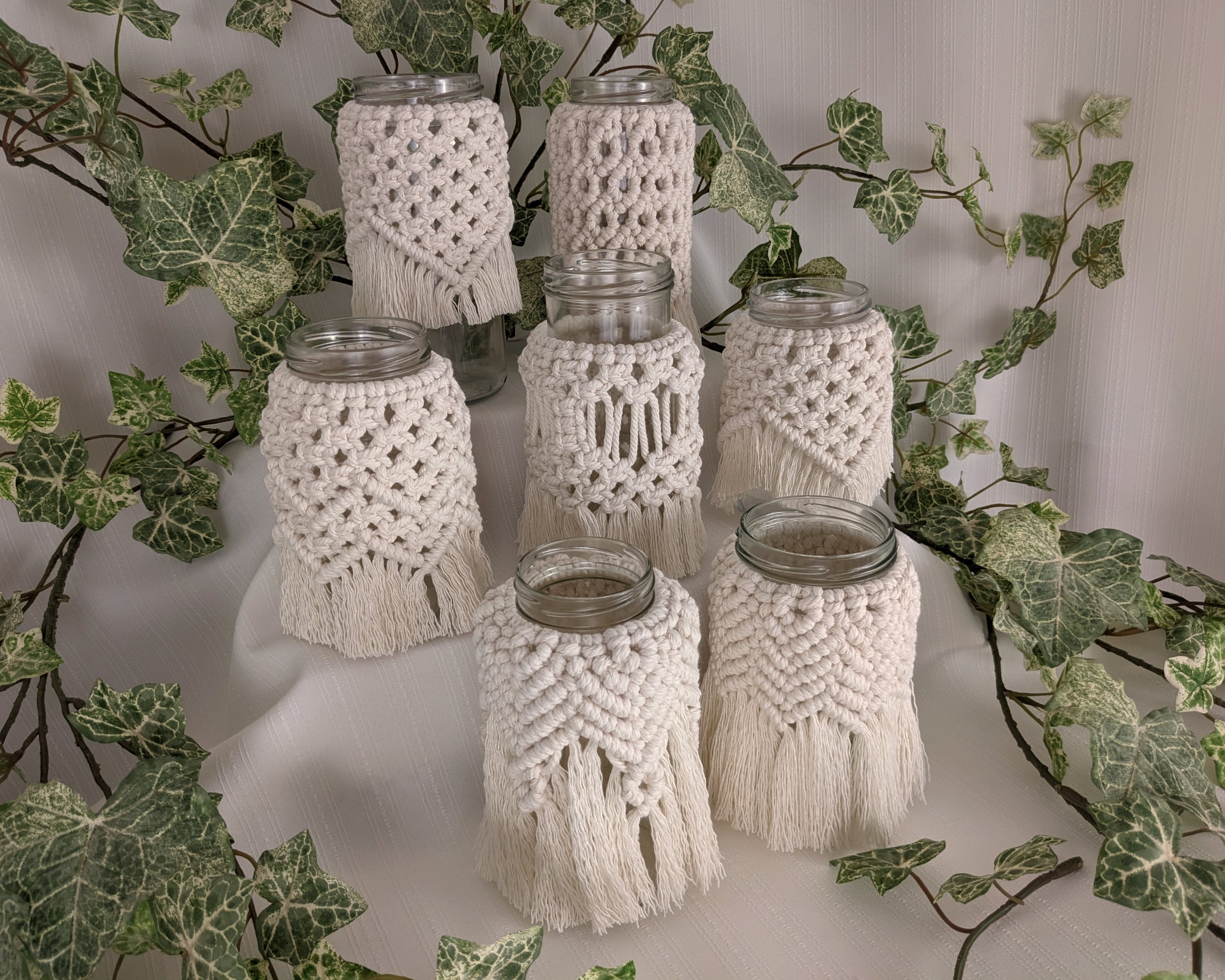 7 X Macramé Wedding Mason Jars Sustainable Candle Holders or - Etsy