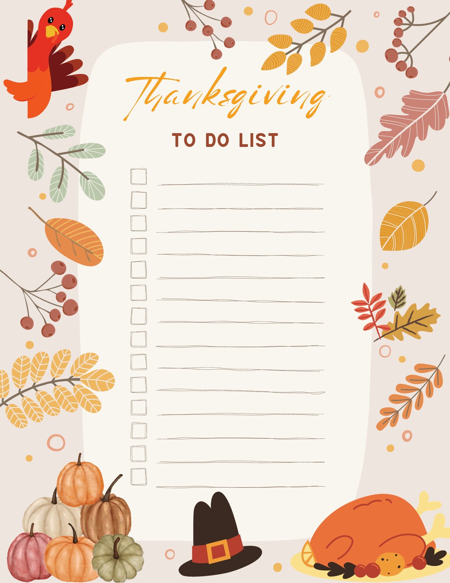 Thanksgiving Checklist - Etsy