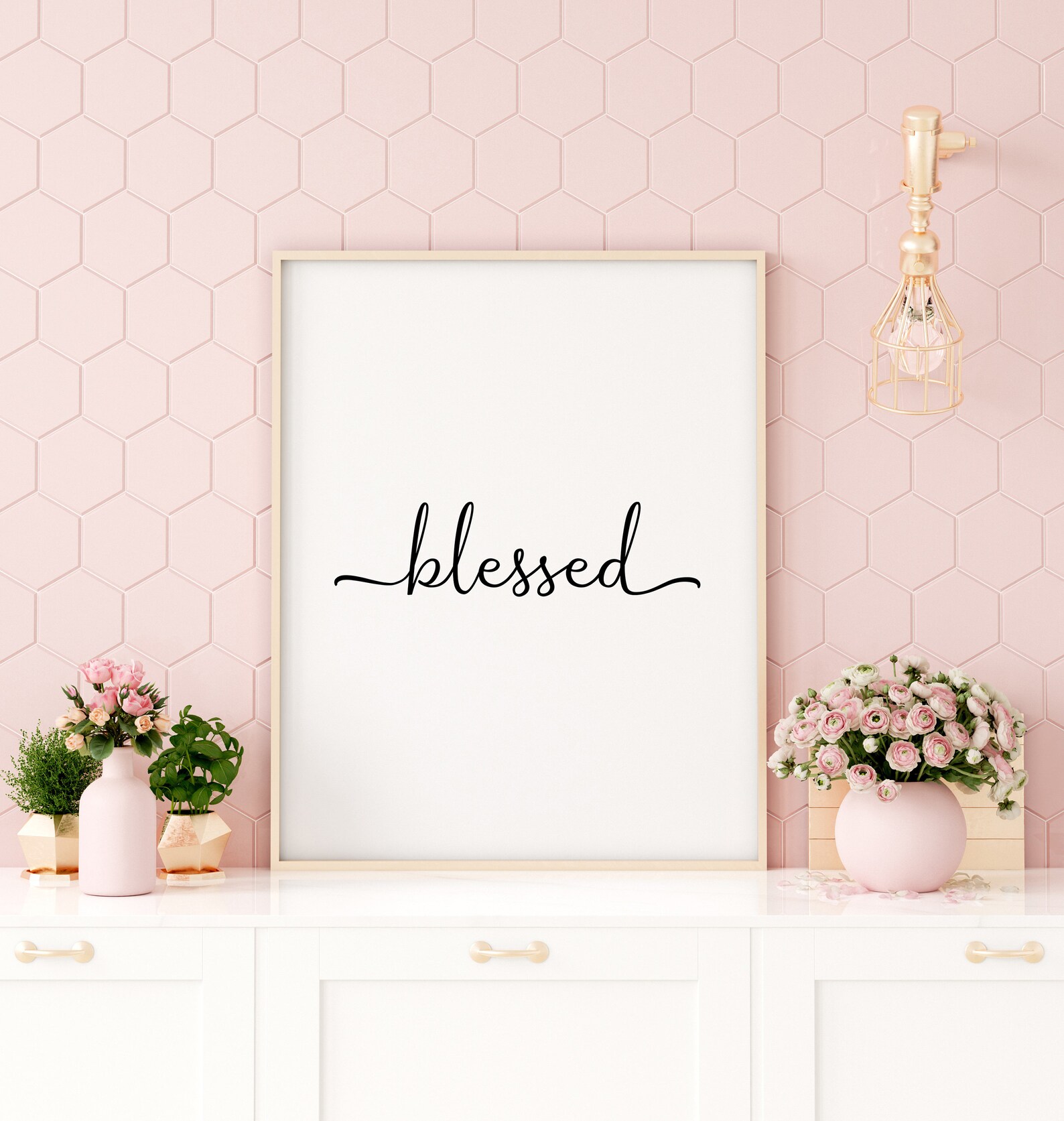 Blessed Minimalist Typography Wall Art Print - Etsy