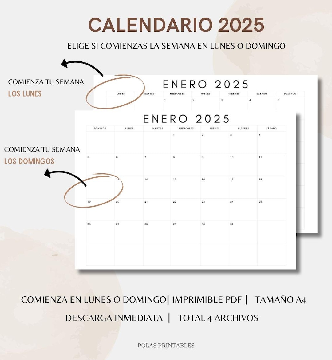 2025 Spanish Calendar | 2025 Spanish Calendar | Start on Sunday and ...