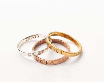 Name and Birthdate Rings - Etsy
