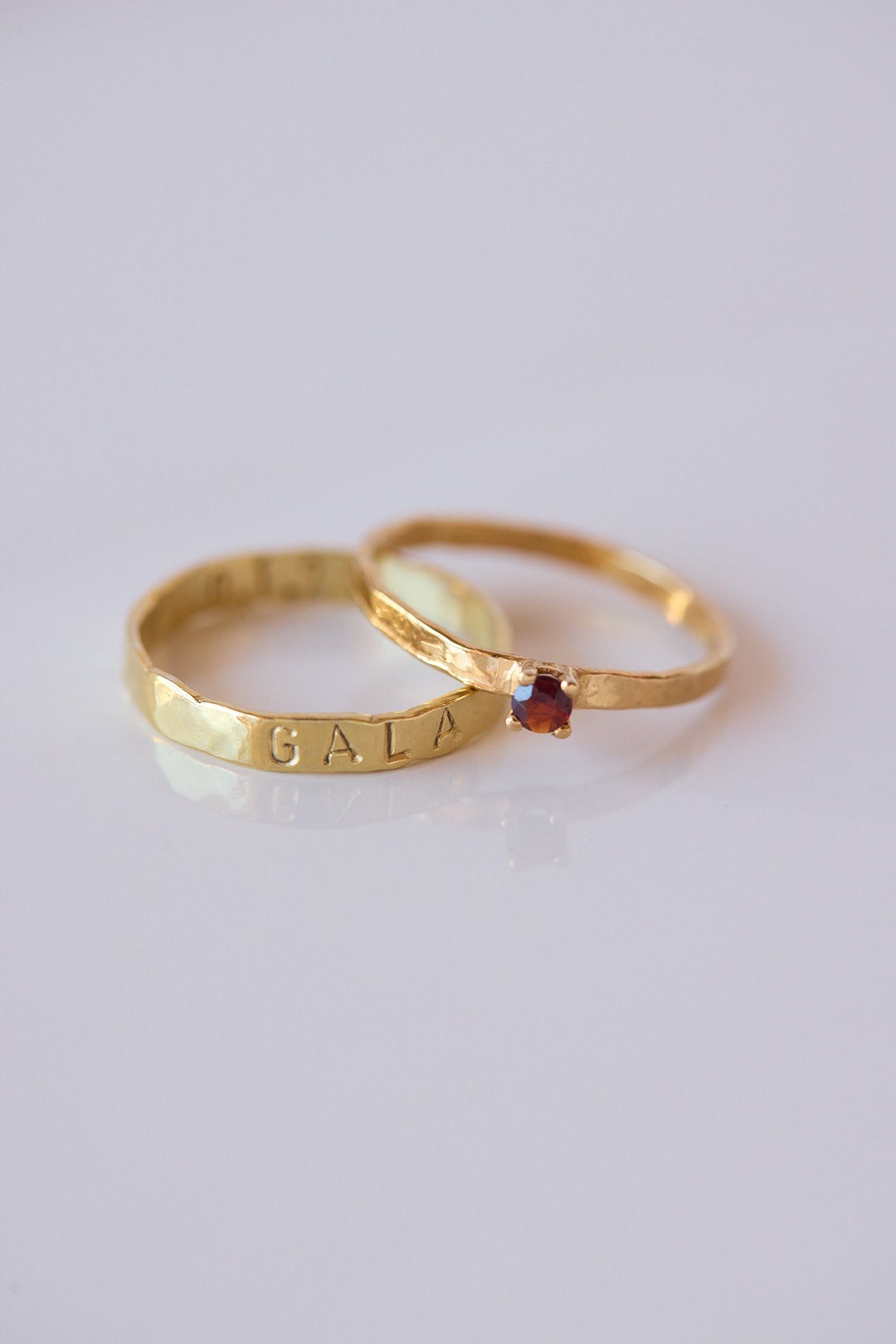 Birthstone Ring With Name Engraved, Personalized Gold Plated Ring With ...