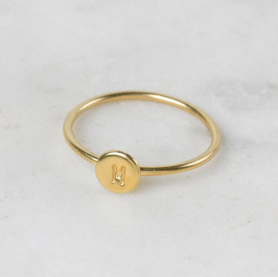 Anillo con inicial, Anillo personalizado con inicial, anillo plata con ...