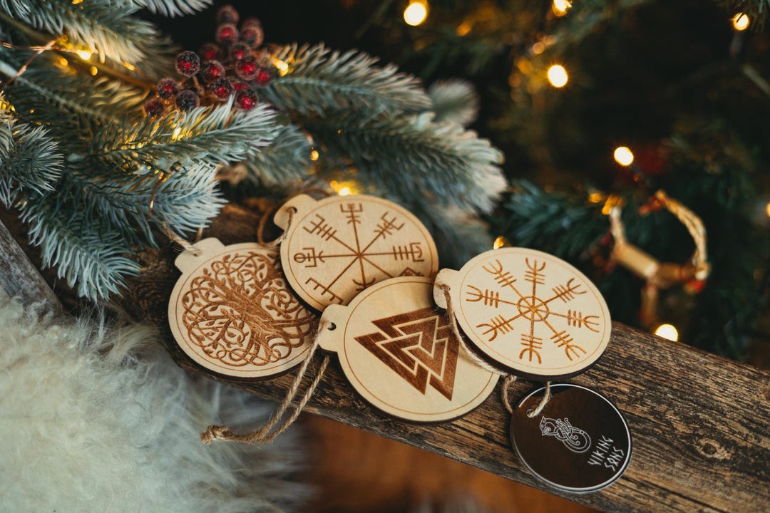 Nordic Wooden Tree Ornaments – Viking Symbols for Yule, the Twelve Days ...