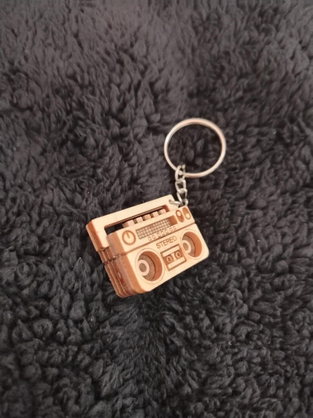 Personalized Wooden Radio Keychain | Retro Boombox Key Ring | Custom ...