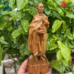 Cypress Wood Buddhist Statue, Thich Minh Tue, Peace & Prosperity - Etsy