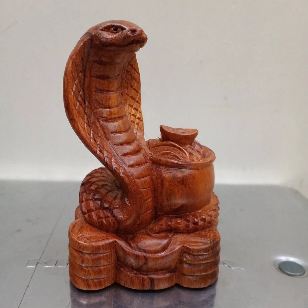 Feng Shui Snake Statue Made by Incense Wood Keychain, Snake Statue for ...