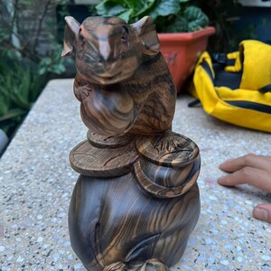 Wooden Mouse Sculpture Made by Ebony, Fengshui Wooden Mice, Miniature ...