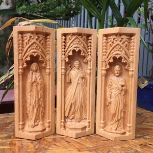 The Holy Family Figurine, Triptych of Jesus Virgin Mary and Saint Joseph Statue, Gift for ...