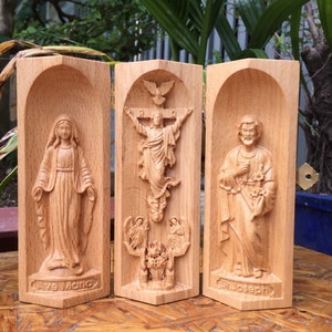 The Holy Family Figurine, Triptych of Jesus Virgin Mary and Saint Joseph Statue, Gift for ...