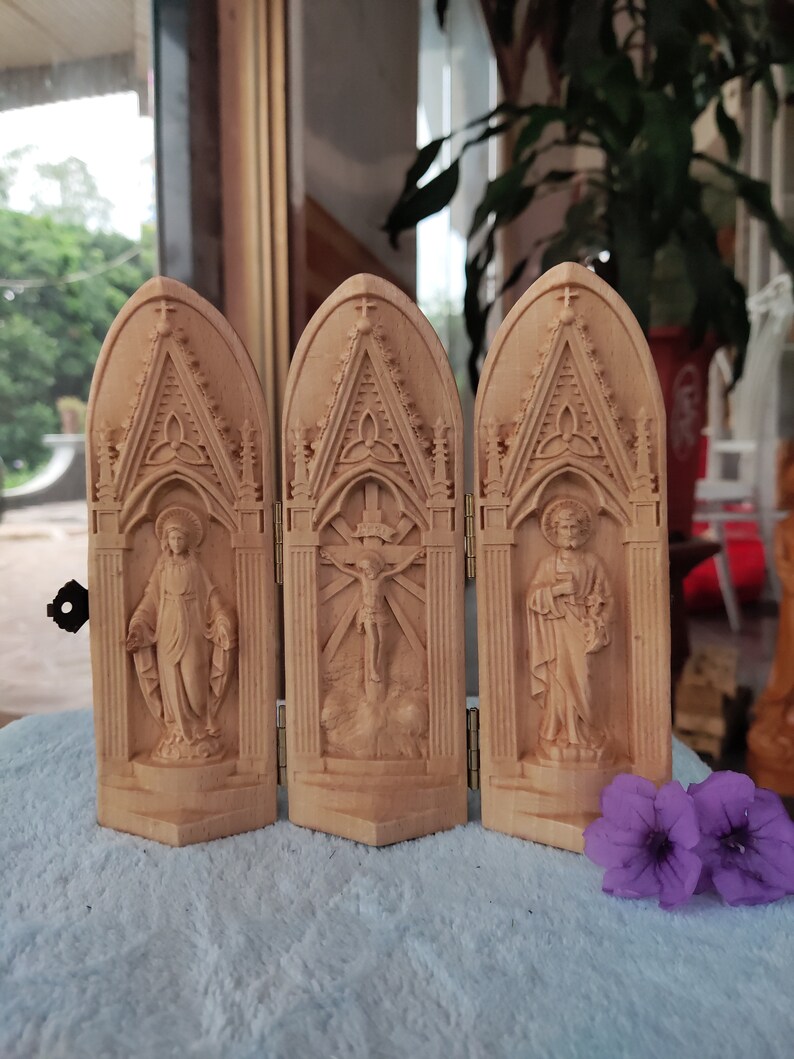 The Holy Family Figurine Triptych of Jesus Virgin Mary and - Etsy