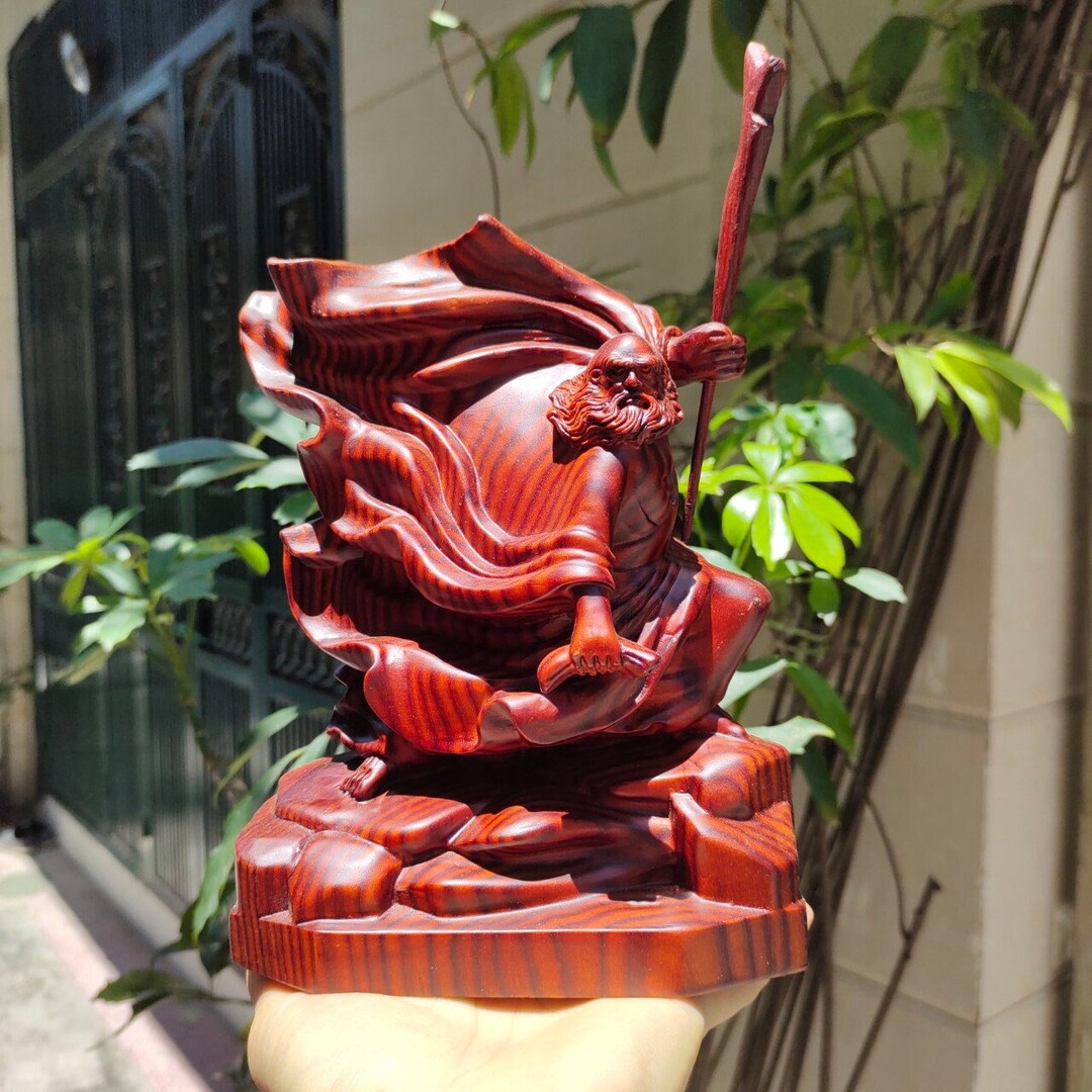 Bodhidharma Statue, Dharma Zen Master Statue Flying With Staff Made by ...