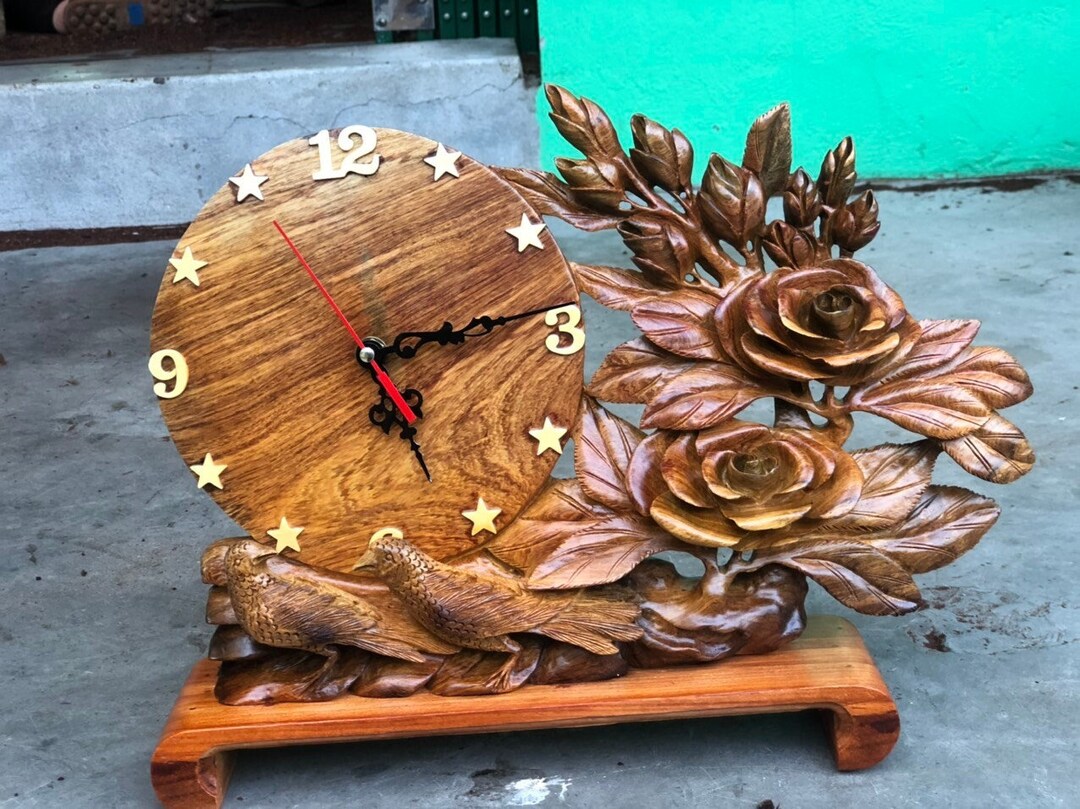 Best Interior Decor, Unique Clock, Wooden Rose Clock, Handmade Luxury ...