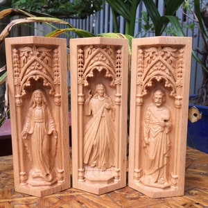 The Holy Family Figurine, Triptych of Jesus Virgin Mary and Saint Joseph Statue, Gift for ...