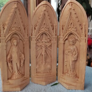 The Holy Family Figurine, Triptych of Jesus Virgin Mary and Saint Joseph Statue, Gift for ...