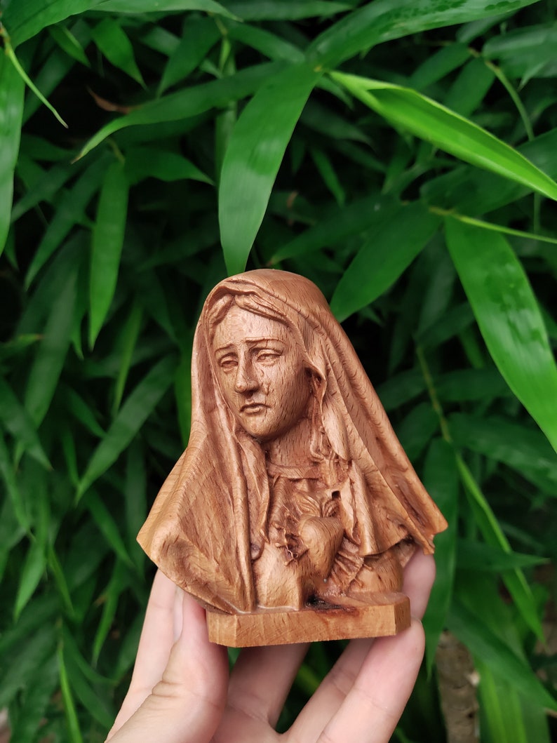 Virgin Mary Beech Wood Statue, Our Lady of Sorrows (4 Inch) - Etsy