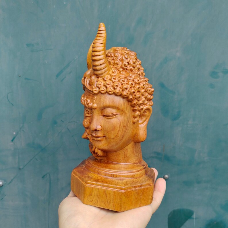 Half Good Half Evil Wooden Statue Head Good and Evil Face - Etsy